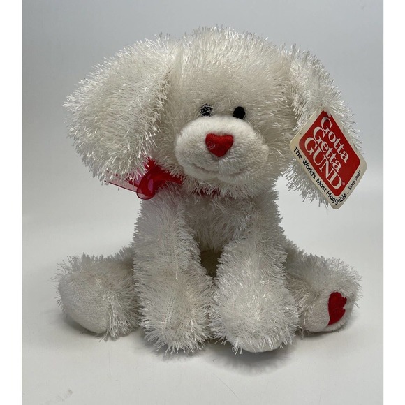 Gund | Toys | Vintage Gotta Getta Gund Plush Dog Burlee White Pink ...